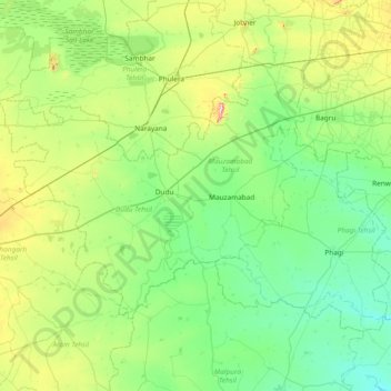 Carte topographique Dudu, altitude, relief