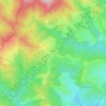 Carte topographique Talea, altitude, relief