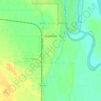 Carte topographique Stanton, altitude, relief