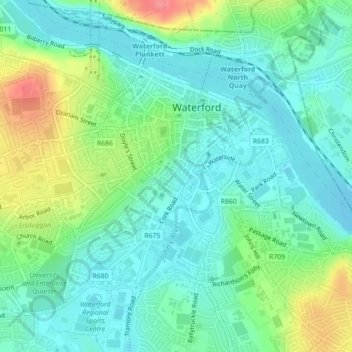 Carte topographique Mount Sion, altitude, relief