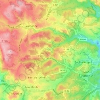 Carte topographique 06560, altitude, relief