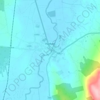 Carte topographique Foxford, altitude, relief