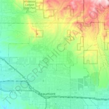Carte topographique Cherry Valley, altitude, relief