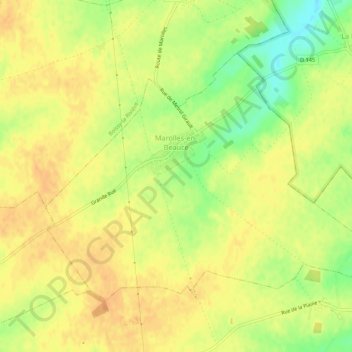 Carte topographique Marolles-en-Beauce, altitude, relief