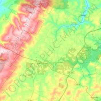 Carte topographique Jenner Township, altitude, relief