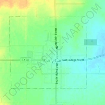 Carte topographique Rising Star, altitude, relief