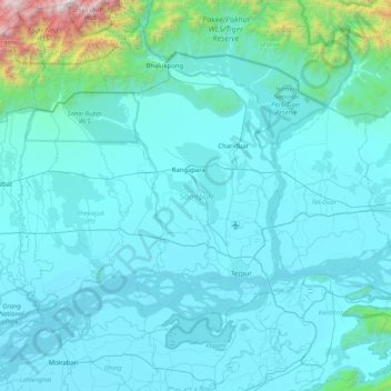 Carte topographique Sonitpur, altitude, relief