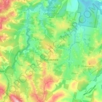 Carte topographique Macclesfield, altitude, relief