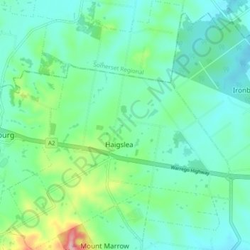 Carte topographique Haigslea, altitude, relief