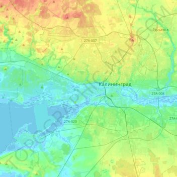 Carte topographique Kaliningrad, altitude, relief