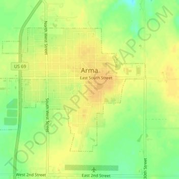 Carte topographique Arma, altitude, relief