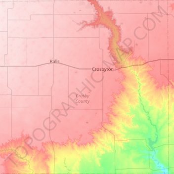 Carte topographique Crosby County, altitude, relief