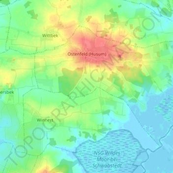 Carte topographique Ostenfeld (Husum), altitude, relief