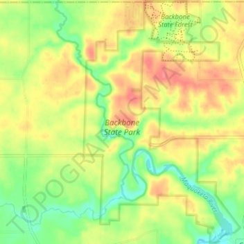 Carte topographique Backbone State Park, altitude, relief