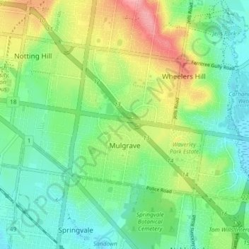 Carte topographique Mulgrave, altitude, relief