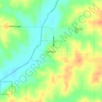 Carte topographique Conway, altitude, relief