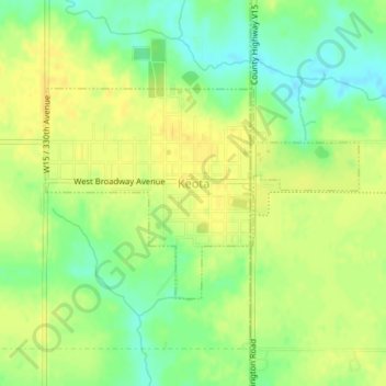Carte topographique Keota, altitude, relief