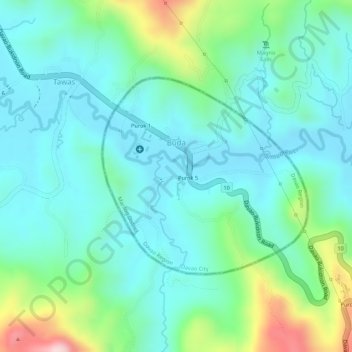 Carte topographique Buda, altitude, relief