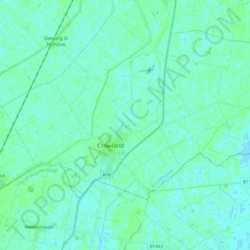 Carte topographique Crowland, altitude, relief