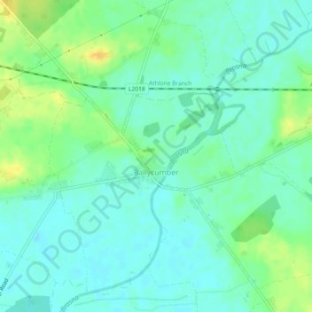 Carte topographique Ballycumber, altitude, relief