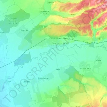 Carte topographique Tinca, altitude, relief