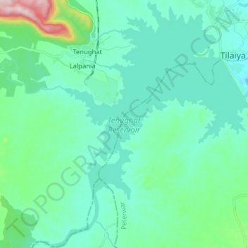 Carte topographique Tenughat Reservoir, altitude, relief