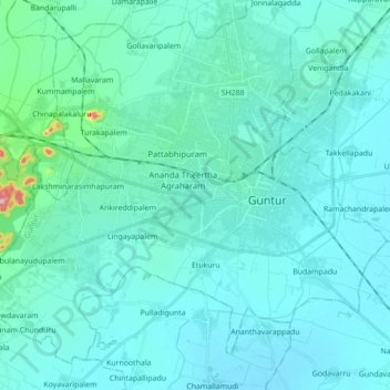 Carte topographique Guntur Municipal Corporation, altitude, relief