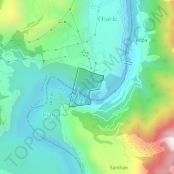 Carte topographique Koldam Dam, altitude, relief
