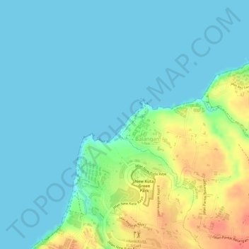 Carte topographique Balangan Beach, altitude, relief