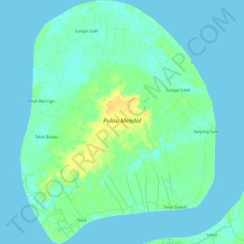 Carte topographique Pulau Mendol, altitude, relief