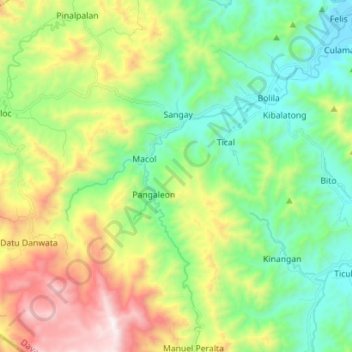 Carte topographique Malita River, altitude, relief