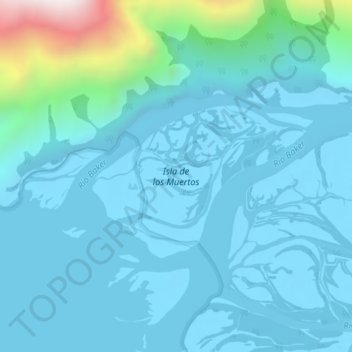 Carte topographique Isla de los Muertos, altitude, relief