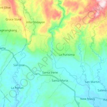 Carte topographique Maug River, altitude, relief