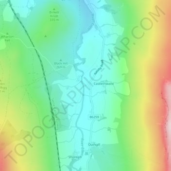 Carte topographique Pendragon Castle, altitude, relief
