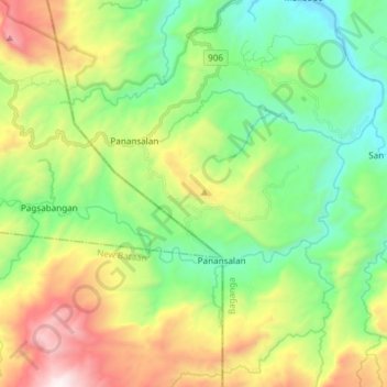 Carte topographique Cateel River, altitude, relief