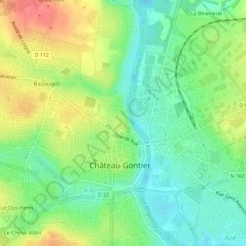 Carte topographique Jardin du Bout du Monde, altitude, relief