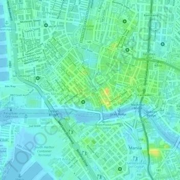 Carte topographique Estero de Binondo, altitude, relief