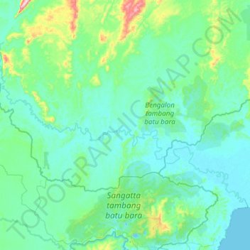 Carte topographique Bengalon River, altitude, relief