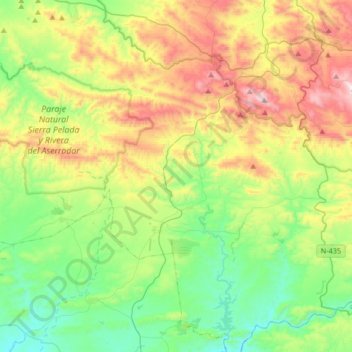Carte topographique Sierra de Aracena, altitude, relief
