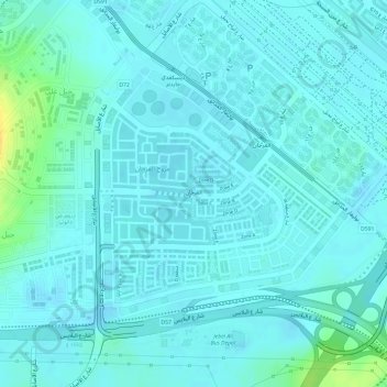 Carte topographique Al Furjan, altitude, relief