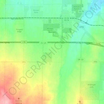 Carte topographique Bennett, altitude, relief