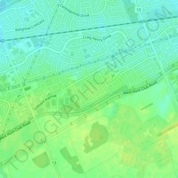Carte topographique Roundhay Park, altitude, relief